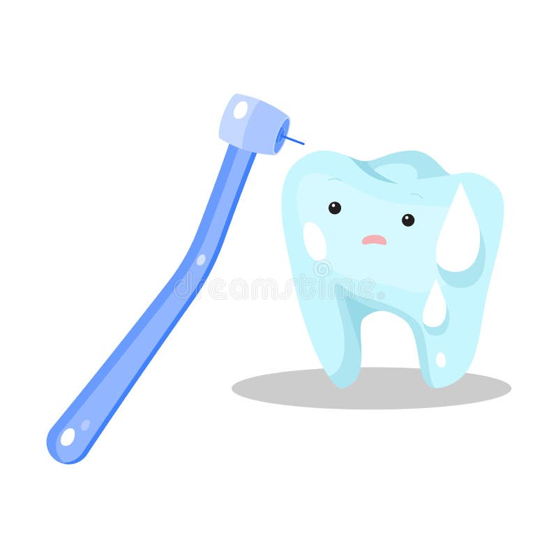 Blue Stressed Sweating Tooth Ready for Being Cured Vector Illustration ...