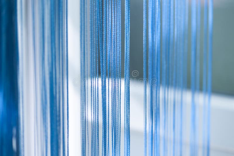 Blue String Filament Curtain. Selective Focus Stock Photo - Image of ...