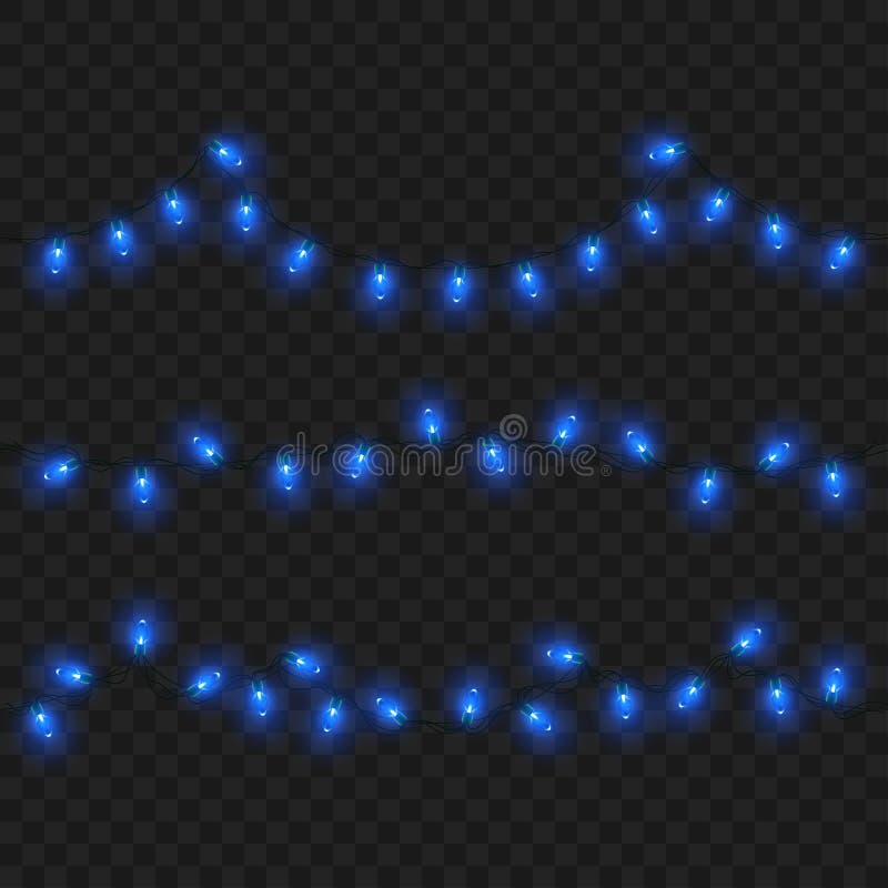 Blue String Lights on Dark Background, Creating a Festive Mood. Vector ...