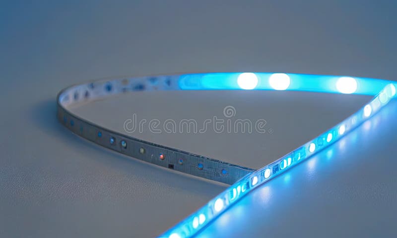 A Blue Strip of Light is Laying on a Table. Stock Illustration ...