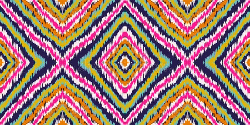 Blue Stripe Ikat Vector Seamless Pattern. Stock Vector - Illustration ...