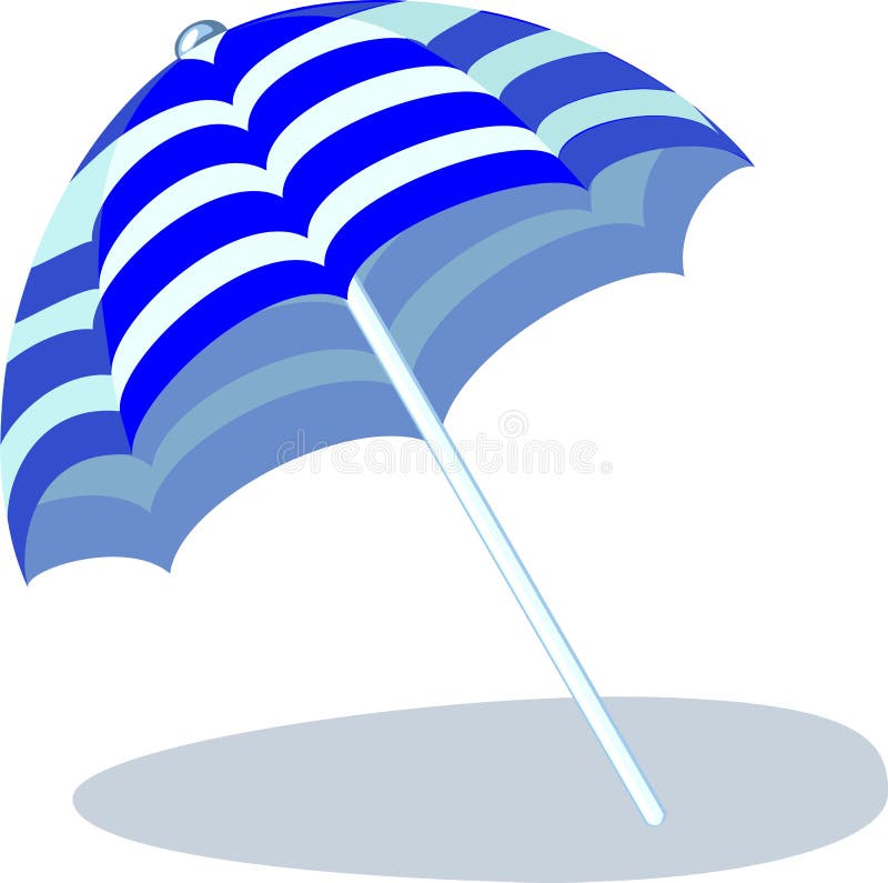 Big Blue Sun Parasol Umbrella Against Rain Stock Vector - Illustration ...
