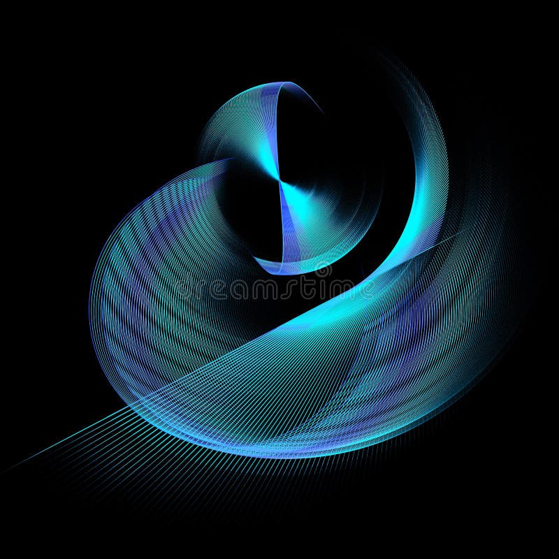 The Blue Striped Elements are Arranged in Layers and Rotate on a Black ...