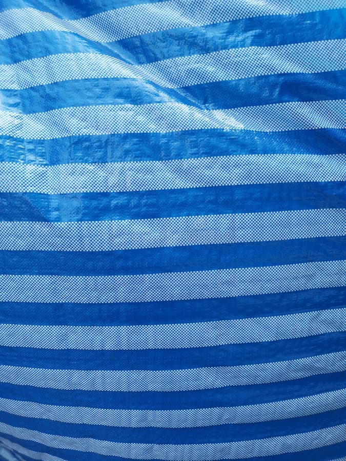 Plastic Material In White And Blue Stripes Stock Photo - Image of ...