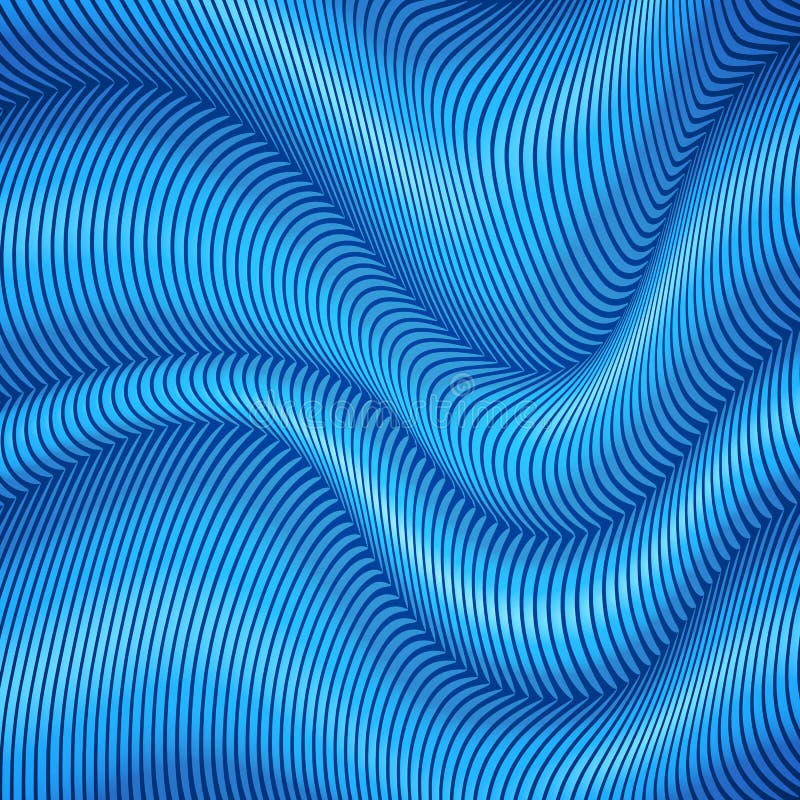 Blue Striped Waves 3d Abstract Background Stock Vector Illustration