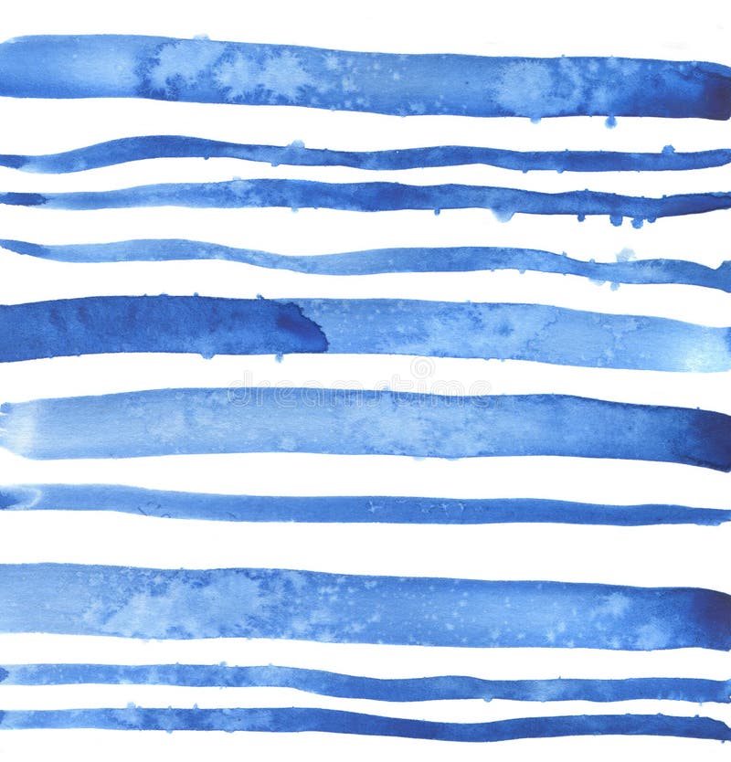 Blue Stripes Abstract Pattern. Watercolor Illustration. Stock ...
