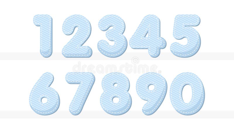Blue Stripes Number 1 To 0 Set Stock Vector - Illustration of number ...