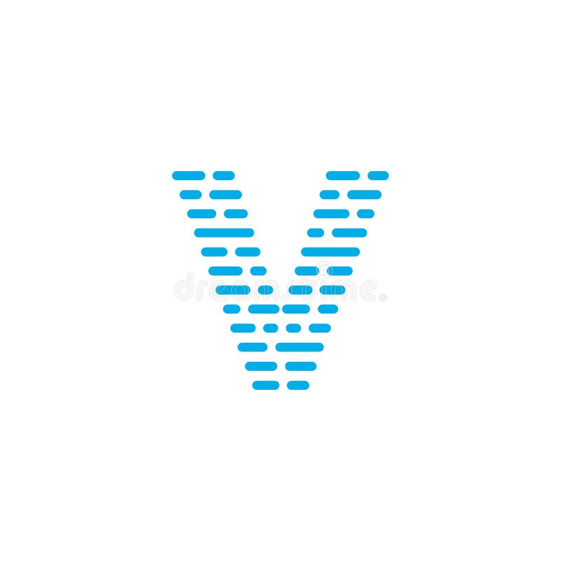 Blue Stripes Vector Logo Letter V Stock Vector - Illustration of ...