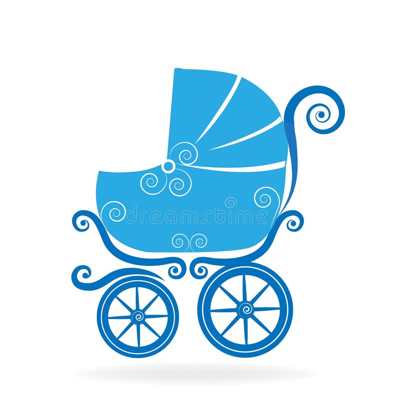 Blue stroller icon vector stock vector. Illustration of clip - 120728615