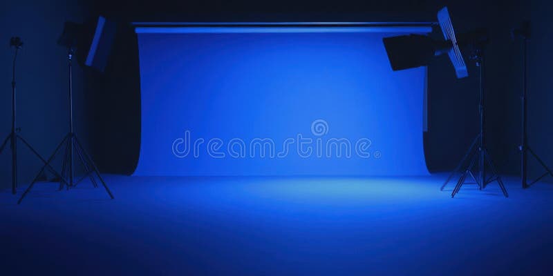 Blue Studio Backdrop Setup stock illustration. Illustration of ...