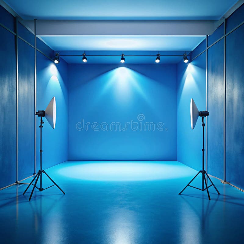 Blue Studio Backdrop with Spotlight for Showcase Display Stock ...