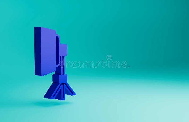 Blue Studio Light Bulb in Softbox Icon Isolated on Blue Background. Shadow Reflection Design ...