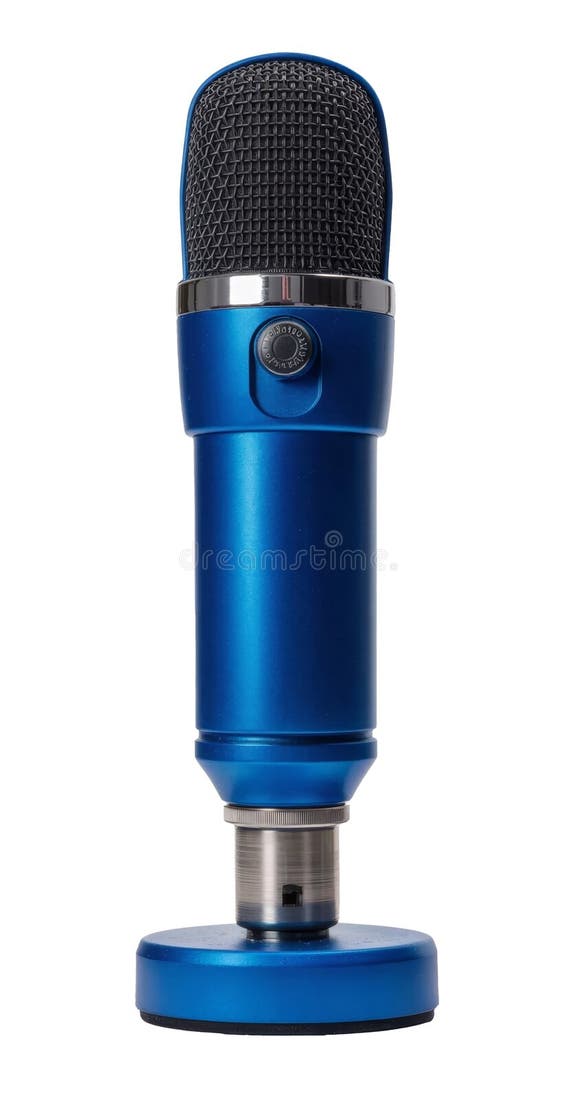 Blue Studio Microphone Isolated on White Background Stock Illustration ...