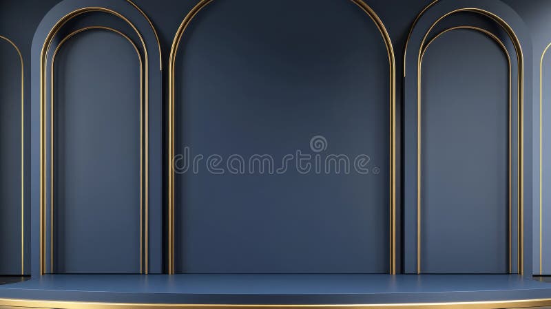 A Blue Studio Podium is Set Against an Arch Background To Showcase a Product Display Stock Photo ...