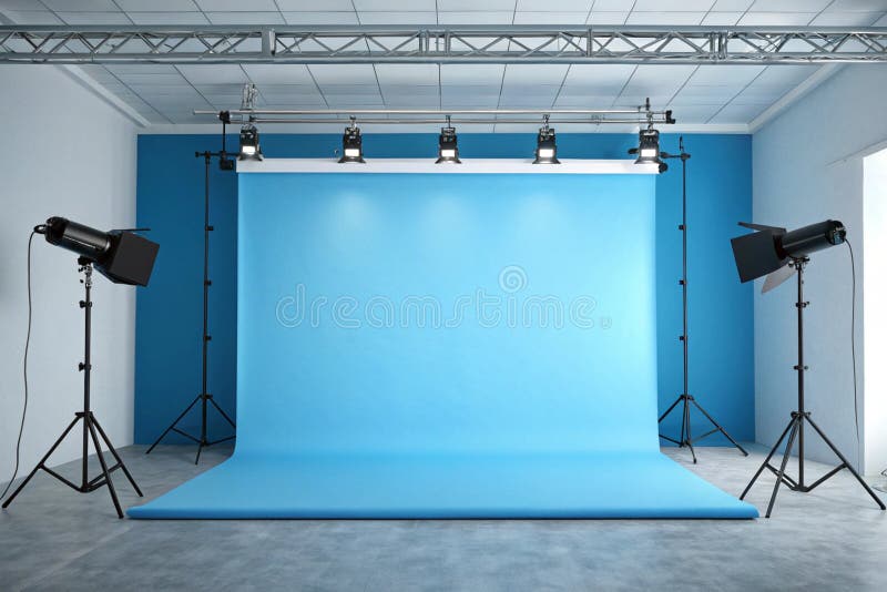 Blue Studio Room with Limbo Light Backdrop for Product Presentation ...