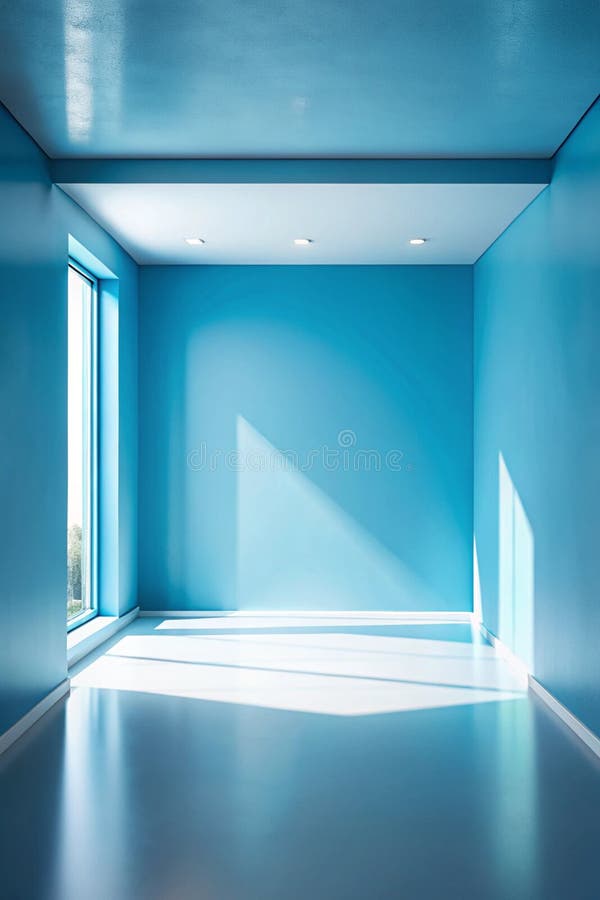 Blue Studio Room with Shadows and Copy Space for Product Display Stock ...
