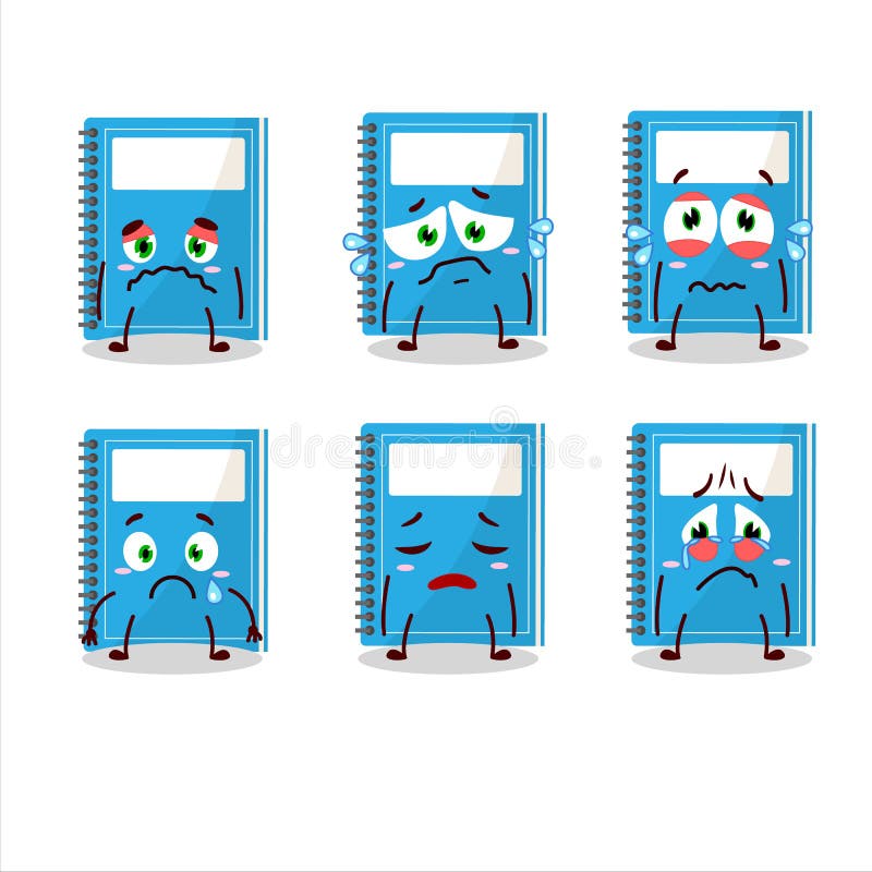 Blue Study Book Cartoon Character with Sad Expression Stock Vector ...