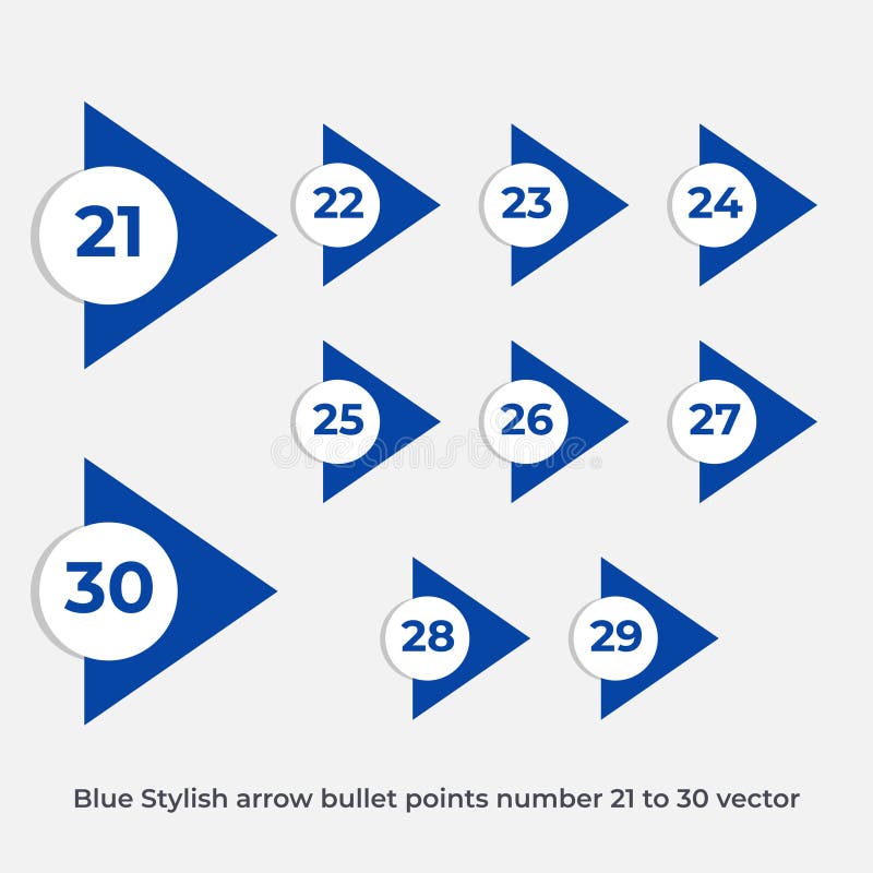 Blue Stylish Arrow Bullet Points Number 21 To 30 Stock Vector ...