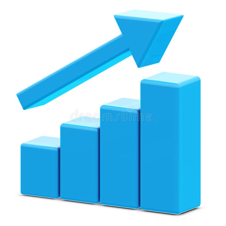 Blue Stylized Growth Graph with Clear Arrow Direction Stock Photo ...