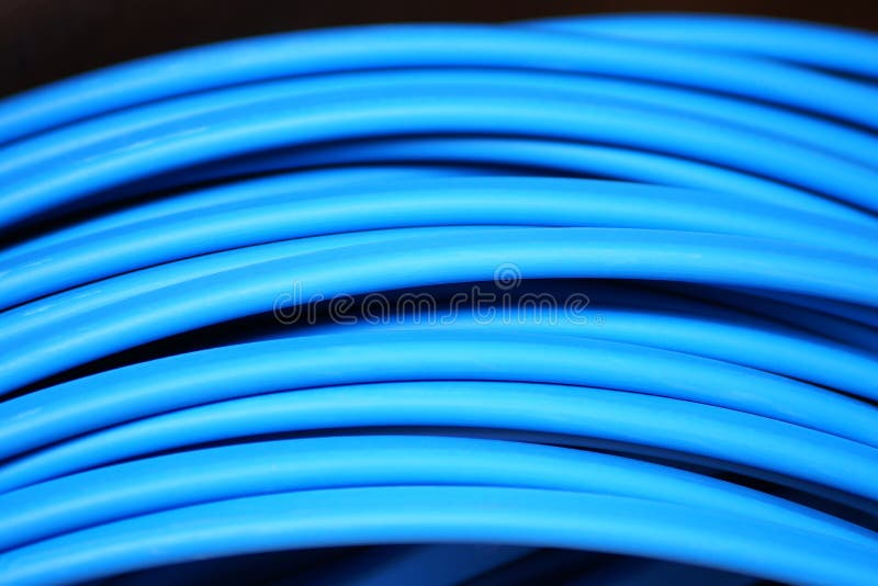 Blue Submersible Cable Close-up. Electric Cable with Plastic Insulation ...