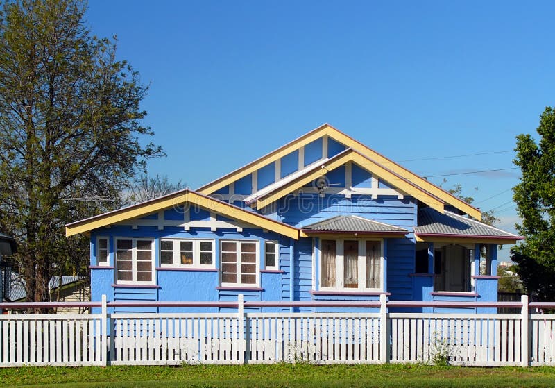 Blue Suburban Australian Home Stock Photo - Image of suburb, small: 1230372