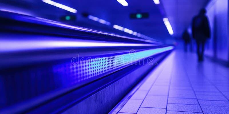 Blue Subway Moving Walkway stock illustration. Illustration of ...