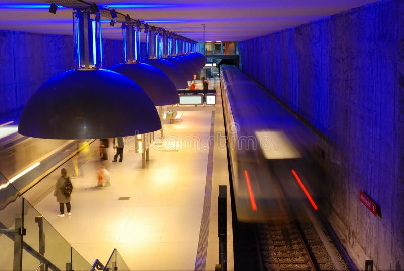Blue subway station stock image. Image of angle, beat - 1669383