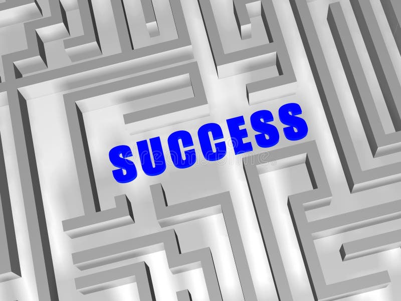 Blue success in labyrinth stock illustration. Illustration of ...