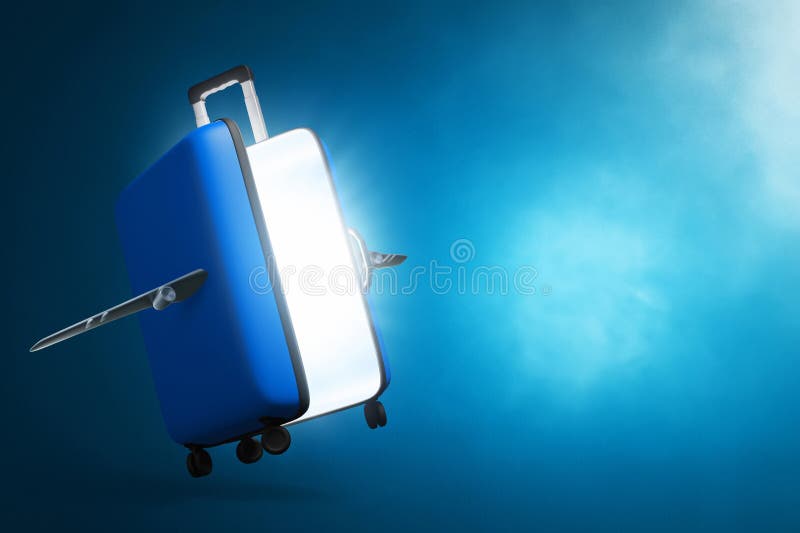 Blue Suitcase on 3d Illustrations Stock Illustration - Illustration of ...