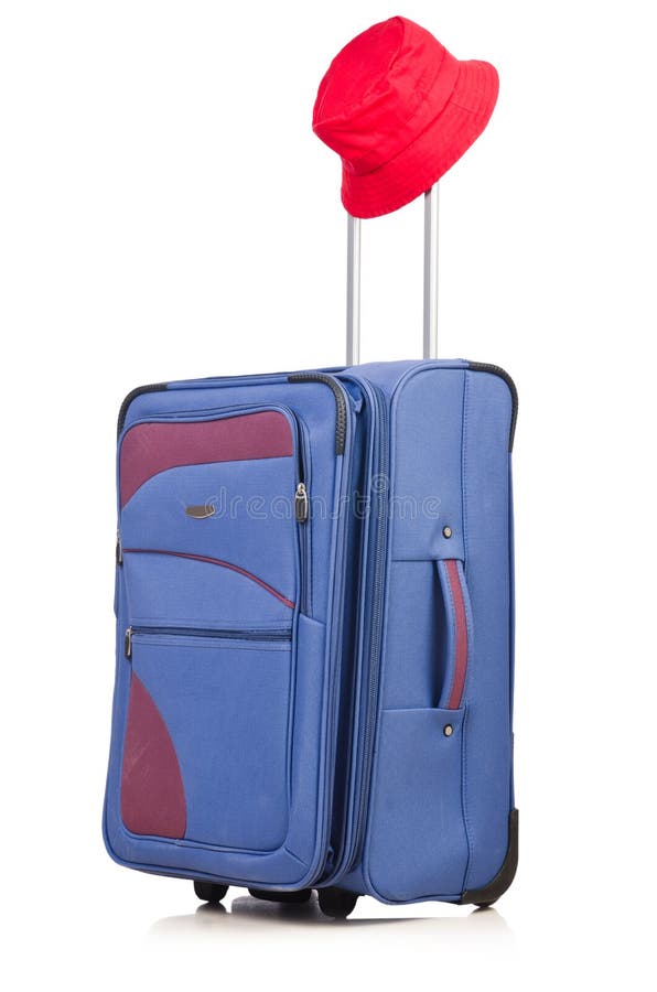 Blue suitcase isolated stock photo. Image of panama, business - 41222876