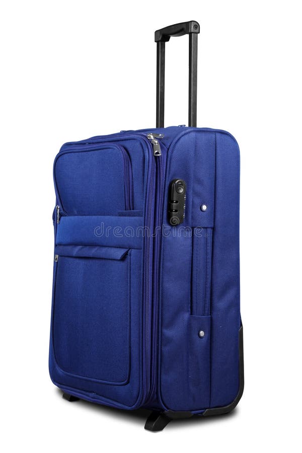 Blue Suitcase Isolated on White Stock Photo - Image of tourist, journey ...