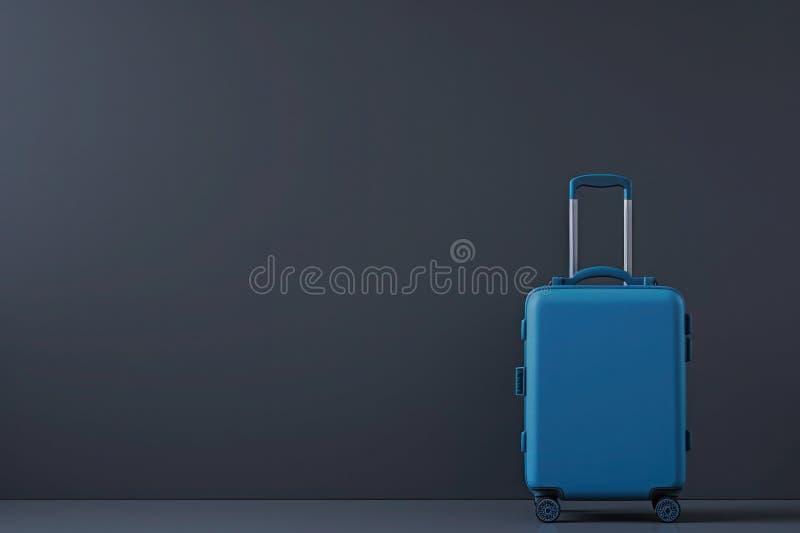 A Blue Suitcase is Sitting in Front of a Black Wall Stock Illustration ...