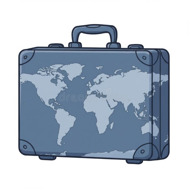 Blue Suitcase with World Map Pixel Art Illustration Stock Illustration ...