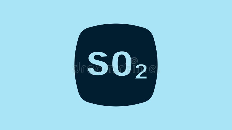 Blue Sulfur Dioxide SO2 Gas Molecule Icon Isolated on Blue Background ...