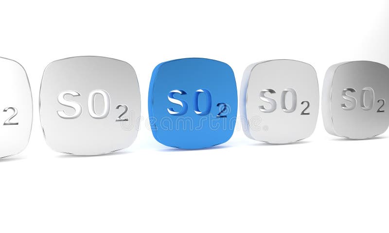 Blue Sulfur Dioxide SO2 Gas Molecule Icon Isolated on White Background ...