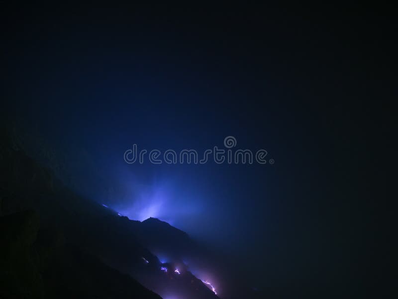 Blue Sulfur Fires, Mt Ijen, Indonesia Stock Image - Image of flame ...