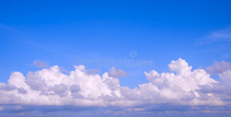 Blue Summer Sky Background with Beautiful White Cumulus Clouds in Wide ...