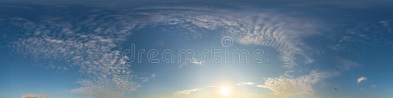 Blue Summer Sky Panorama with Light Cirrus Clouds. Hdr Seamless ...