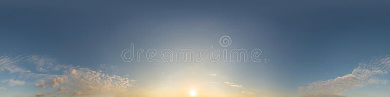 Blue Summer 360 Panorama of Sky with Clouds, No Ground, in Spherical ...