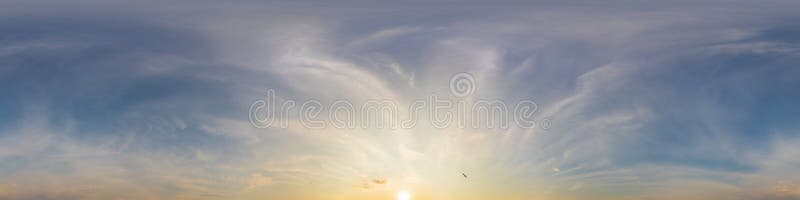 Blue Summer Sky Panorama with Light Cirrus Clouds. Hdr Seamless ...