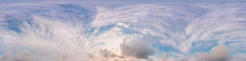 Blue Summer Sky Panorama with Puffy Cumulus Clouds. Hdr Seamless ...