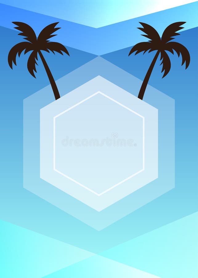Blue Summer Themed Banner with Palm Trees Stock Vector - Illustration ...