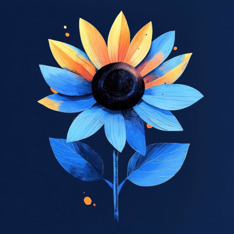 Blue Sunflower stock illustration. Illustration of design - 334827943