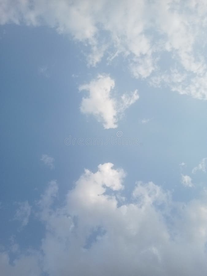 Blue Sunlighted Sky with Few Clouds Stock Image - Image of clouds, dusk ...