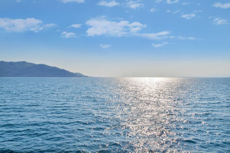 Blue Sunny Sea and Soft Sky Stock Photo - Image of outdoors, natural ...