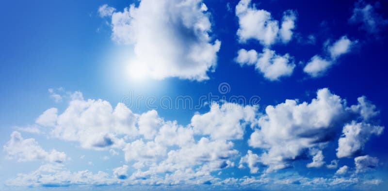Blue sunny sky with clouds stock photo. Image of azure - 33281366