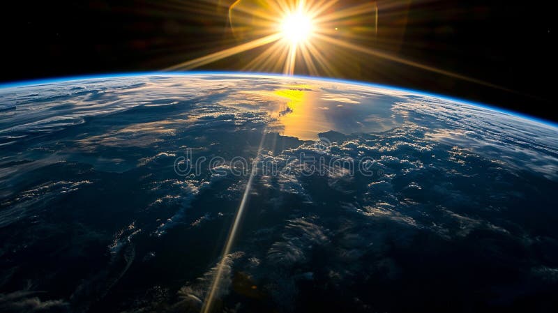 Blue Sunrise, View of Earth from Space. Generative Ai Stock ...