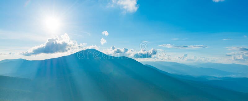 Blue Sunset Mountains Landscape Stock Photo - Image of outdoor, mist ...