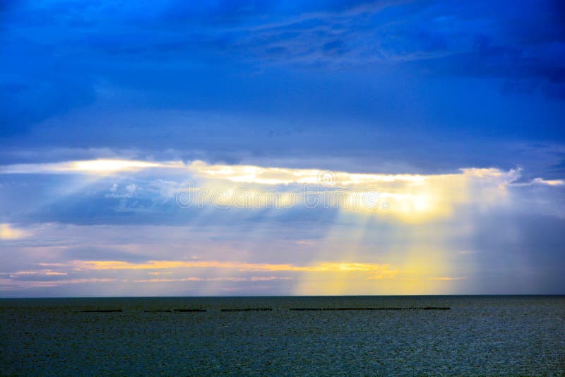 Blue sunset on the sea stock image. Image of vacation - 144502823