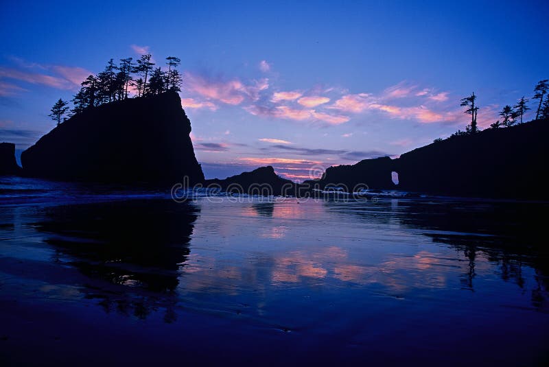 Blue Sunset Second Beach, Olympic National Park Stock Image - Image of ...